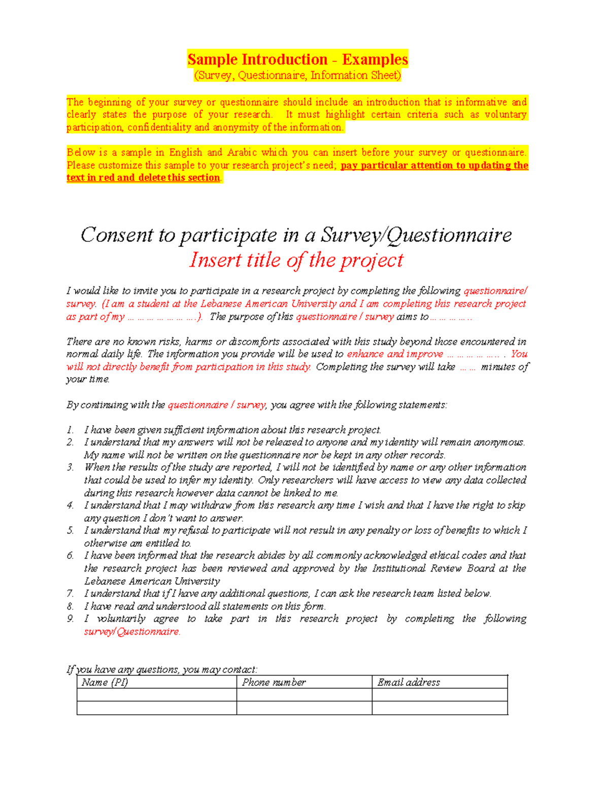 Consent Introduction to Surveys and Questionnaires English (1) (7 ...