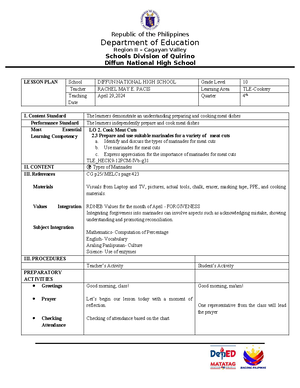 Evaluation - TLE - Name:_________________________________ Section