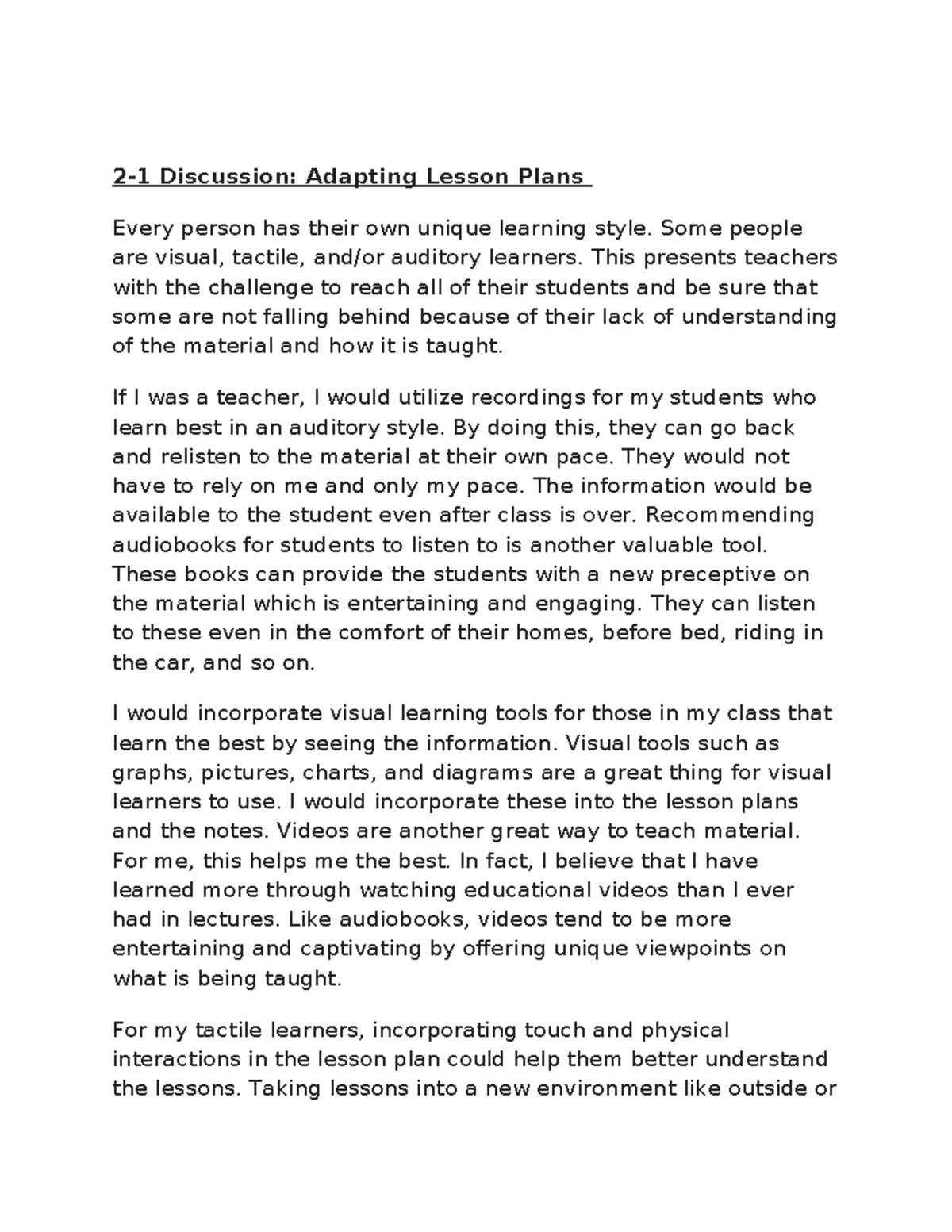 Psy 2-1 Dis - This is the notes to the week 2 discussion post. - 2-1 ...