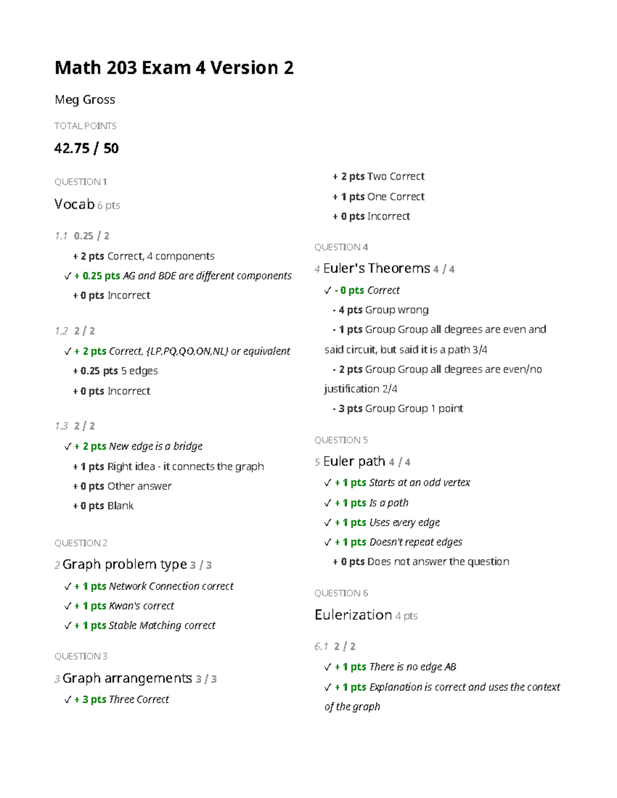 Submission 154099266 - exam - Math 203 Exam 4 Version 2 Meg Gross TOTAL ...