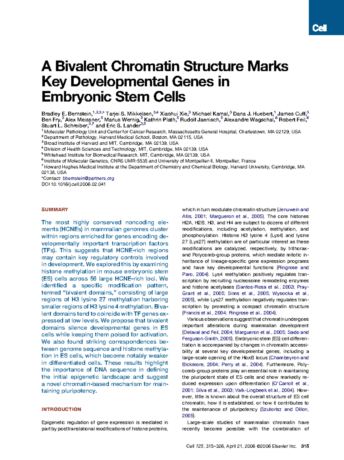 Bivalent Chromatin - lecture article - A Bivalent Chromatin Structure ...