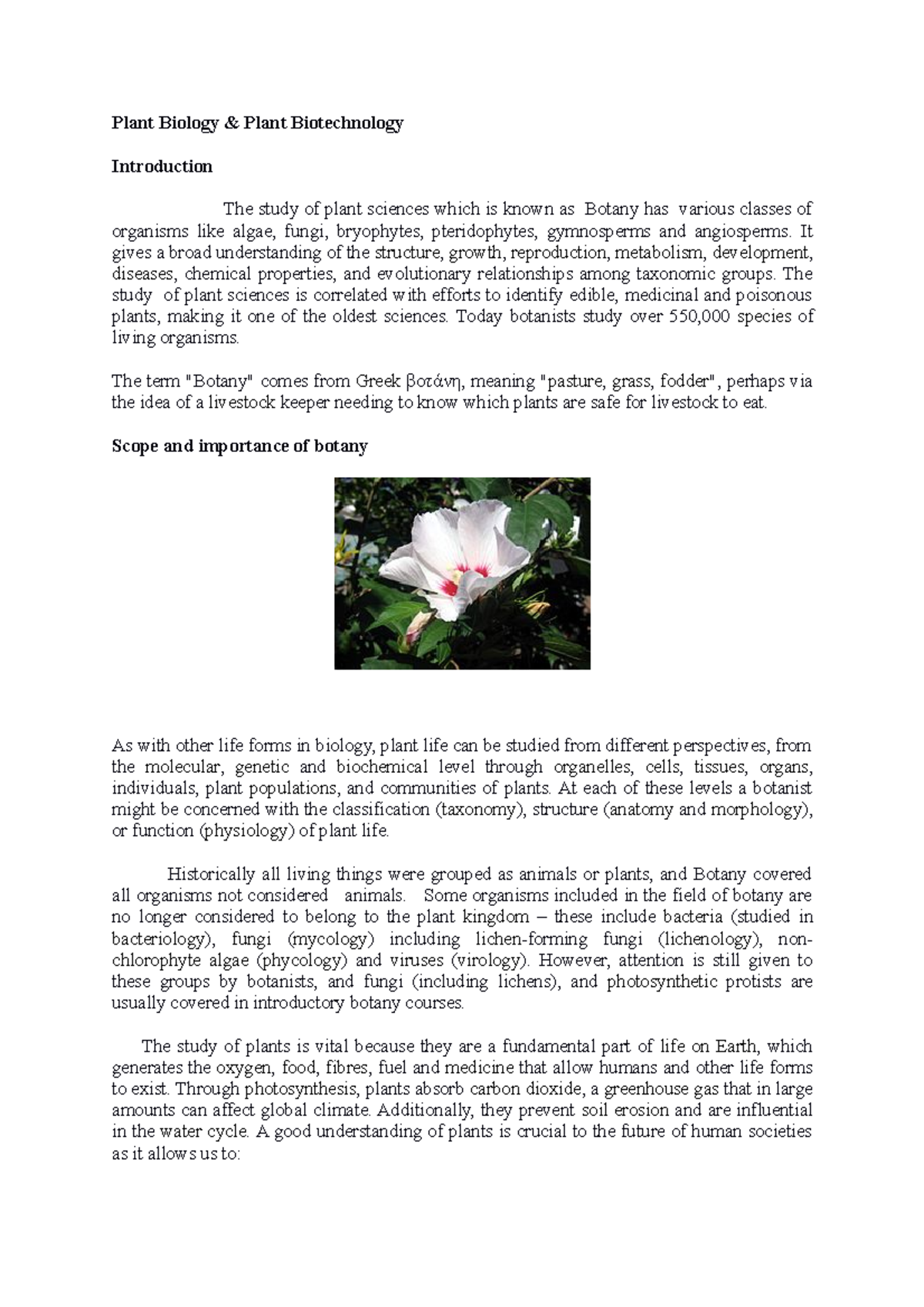 Botany Introduction - yes - Plant Biology & Plant Biotechnology ...