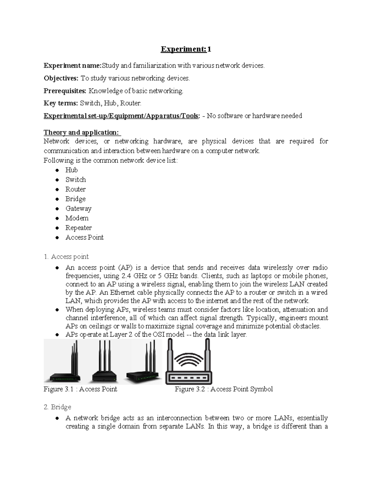 Experiment 1 - Experiment: 1 Experiment name:Study and familiarization with various network ...
