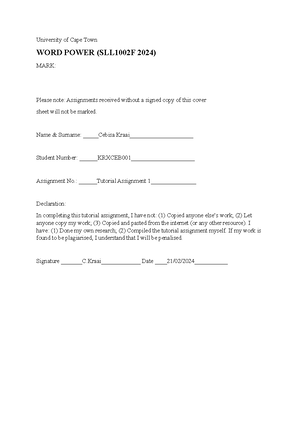 SLL1002F - UCT - WORD POWER - Studocu