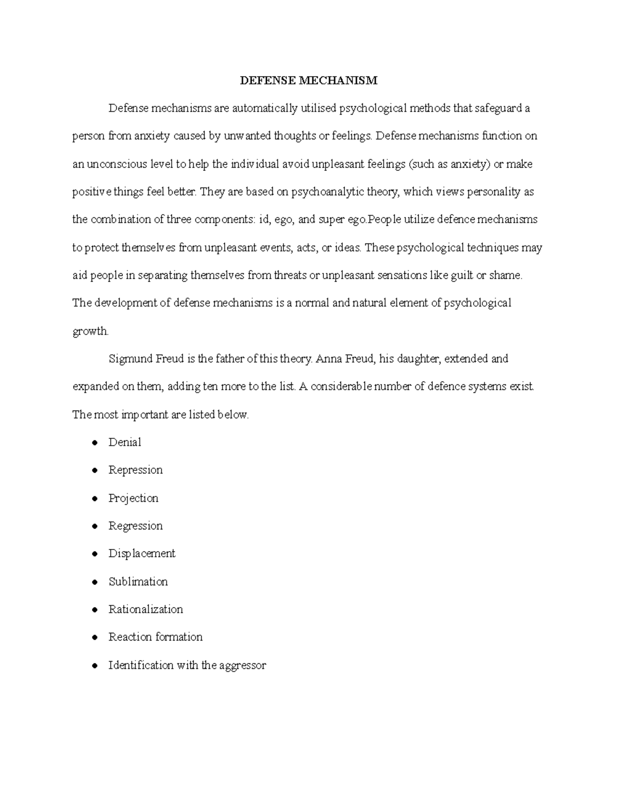 Defense Mechanism IN Psychology- Definition, Explanation AND Examples ...