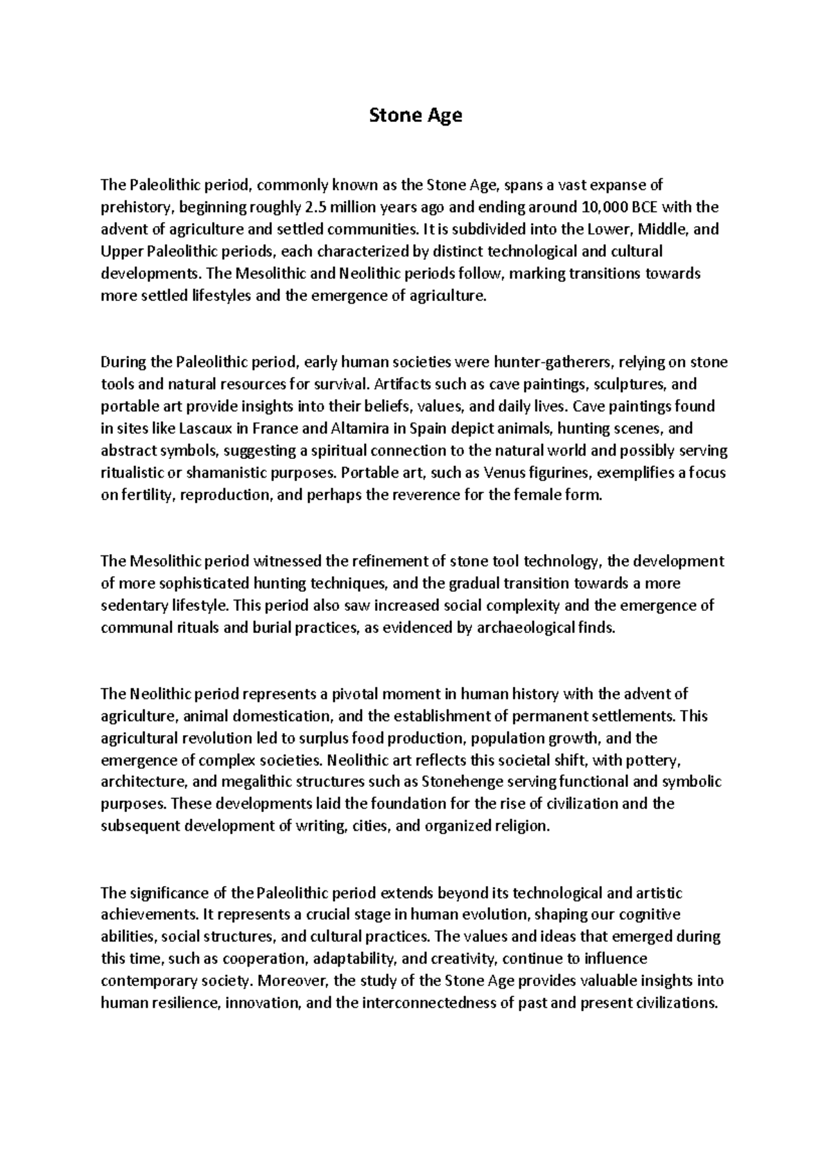 Stone Age - How human history has evolution - Stone Age The Paleolithic ...