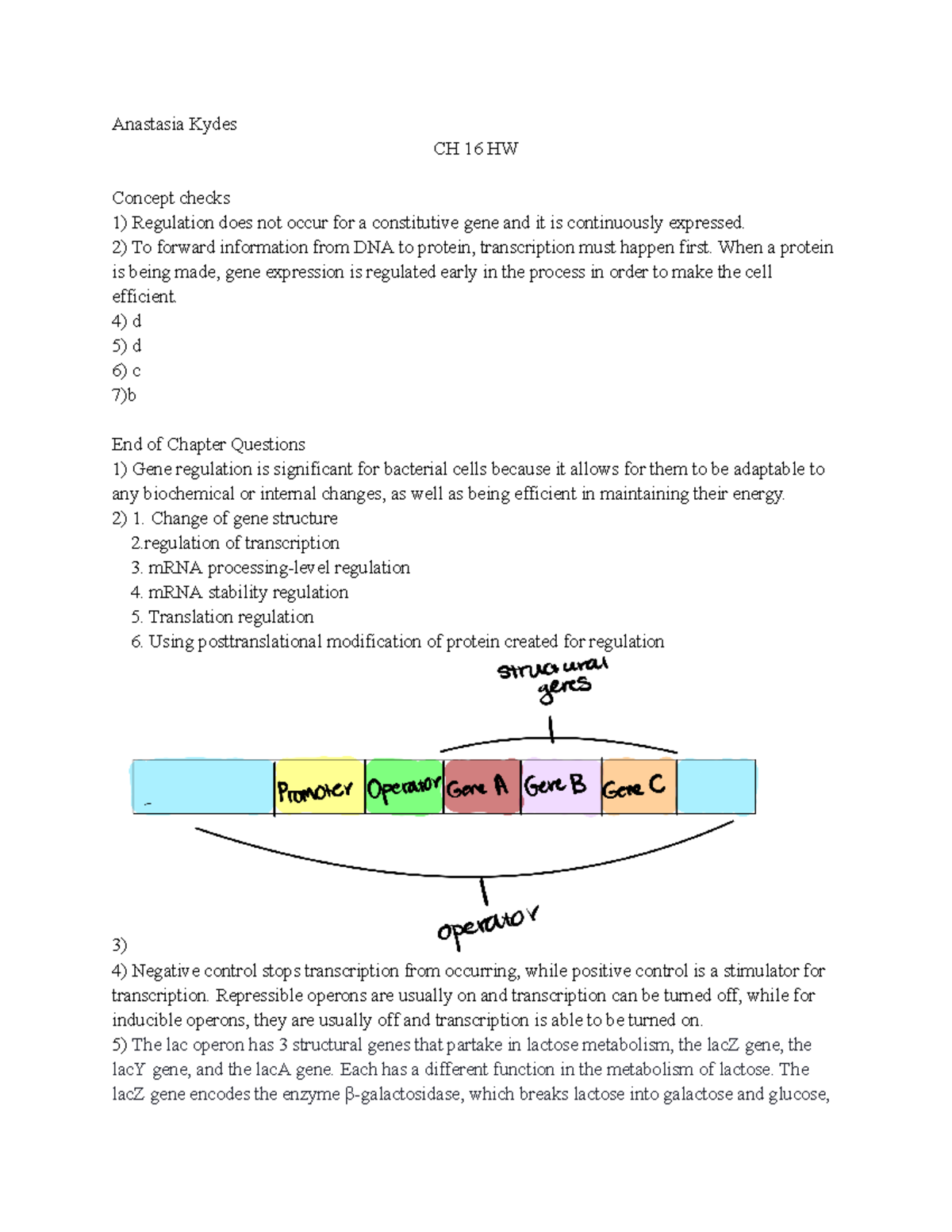 CH 16 Genetics HW - HW assignment for Gill BIOL 3600 - Anastasia Kydes ...
