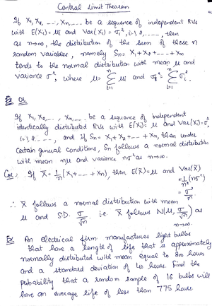 MTH 302 - MTH302:PROBABILITY AND STATISTICS Course Outcomes: CO1 :: recall the concept of random ...