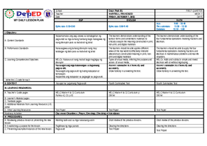 Q1W7D1 - Lesson Plan in Math, ESP and Science for Grade 6 - MY DAILY ...