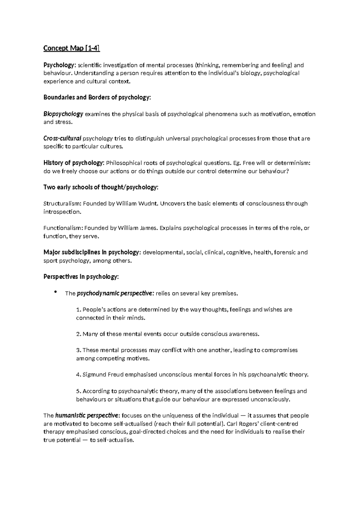 1001 PSY- Introduction to Psychology 1 (week 2-6 (some incomplete) with ...