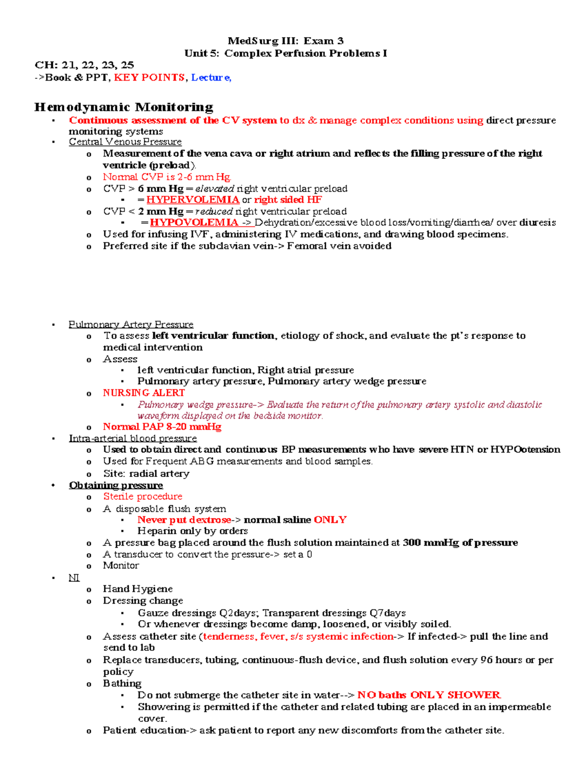 Med Surg III Exam 3 cardiac - MedSurg III: Exam 3 Unit 5: Complex ...