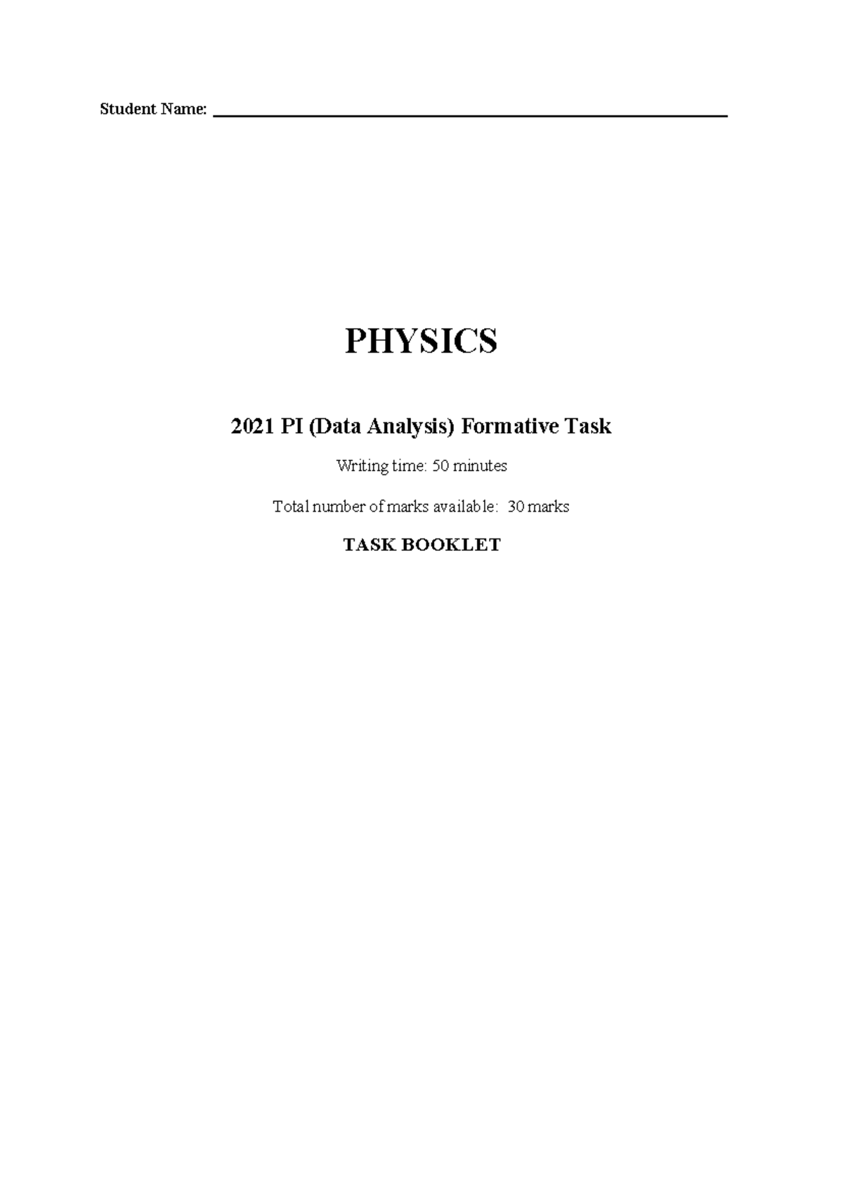 Physics 2021 - Data analysis Formative TASK - ONPS2321 - RMIT ...