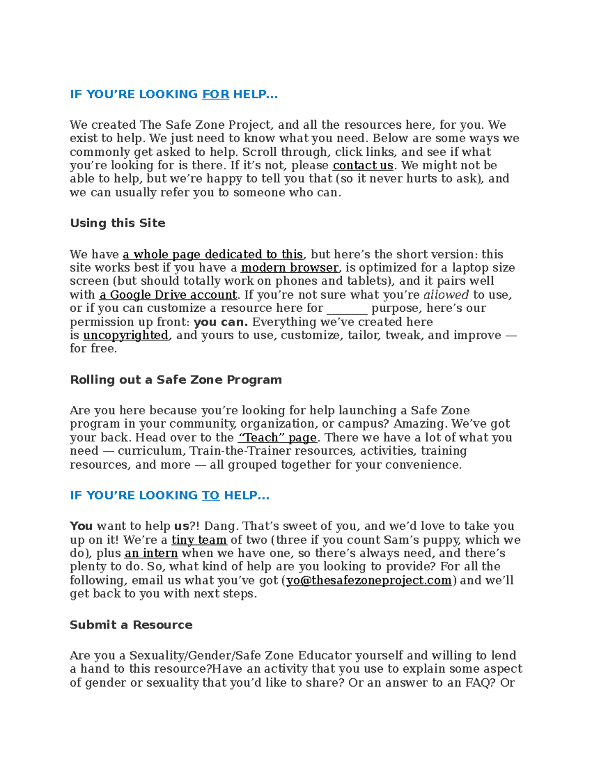 IF YOU - Fall 2023: The Safe Zone Project Internship - IF YOU’RE ...