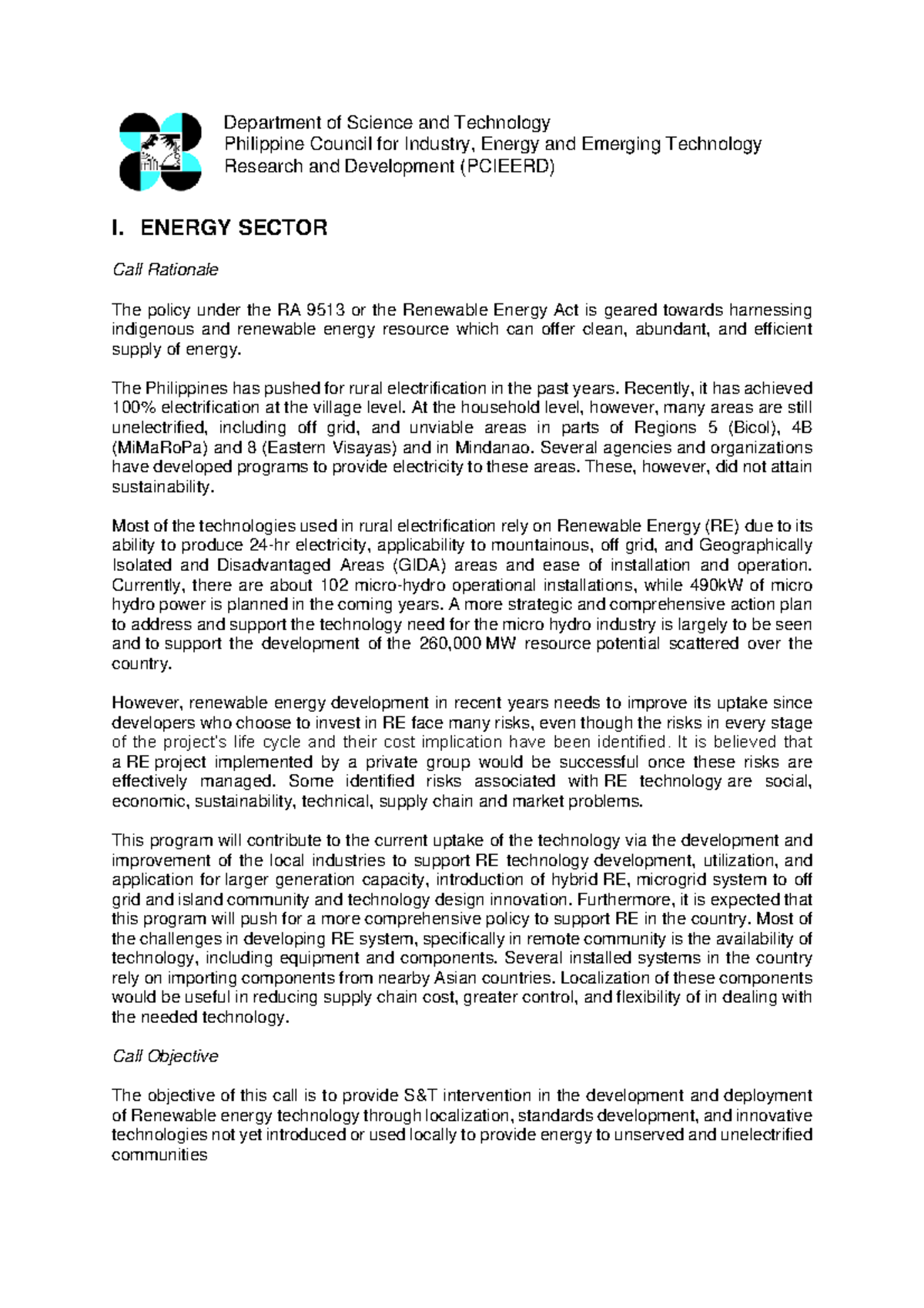 01 Energy Sector - STS - Department of Science and Technology ...