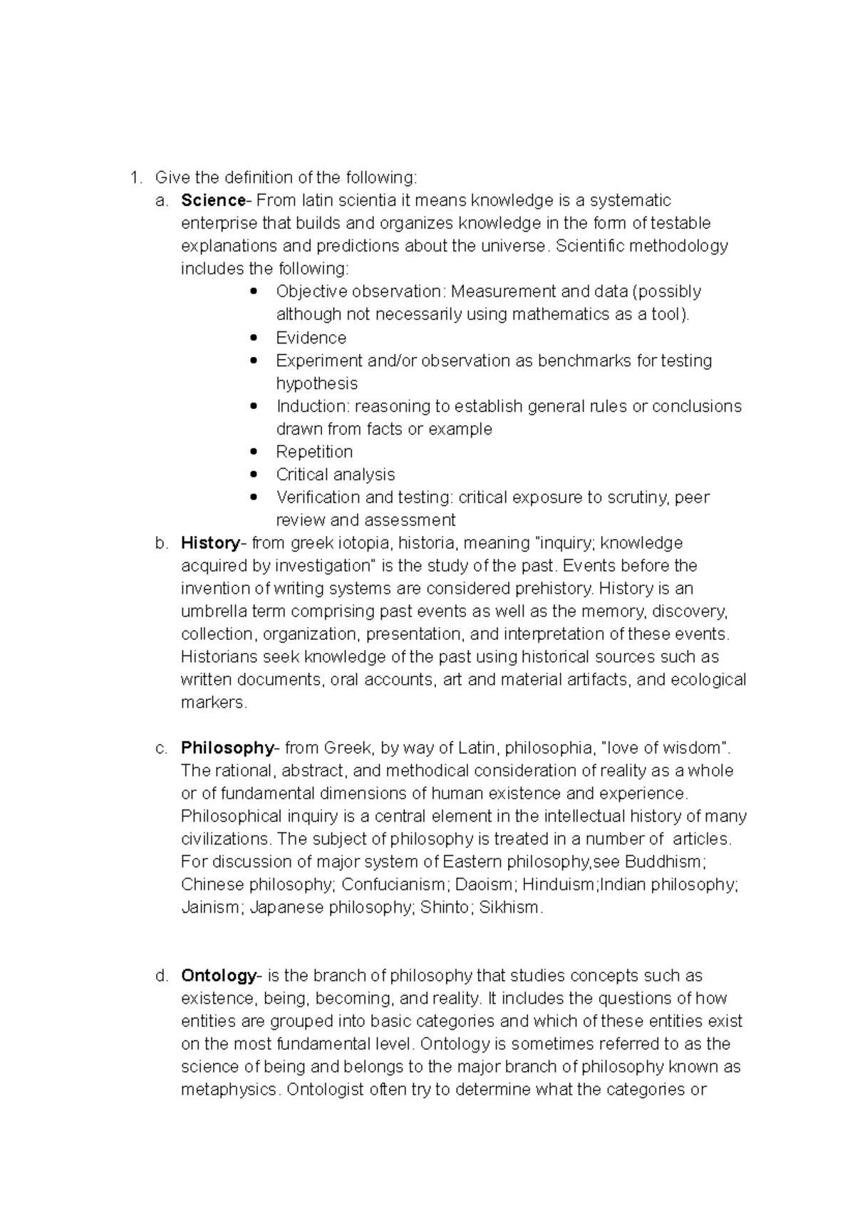 Assignment for MAED 101 - Give the definition of the following: a ...