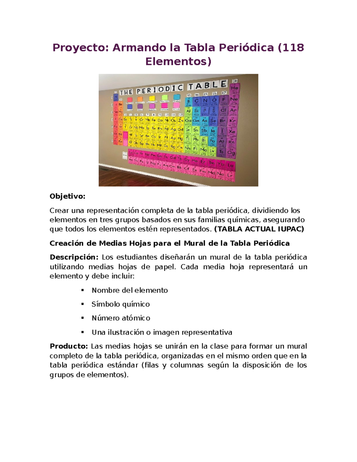 Proyecto La tabla periódica - Proyecto: Armando la Tabla Periódica ...