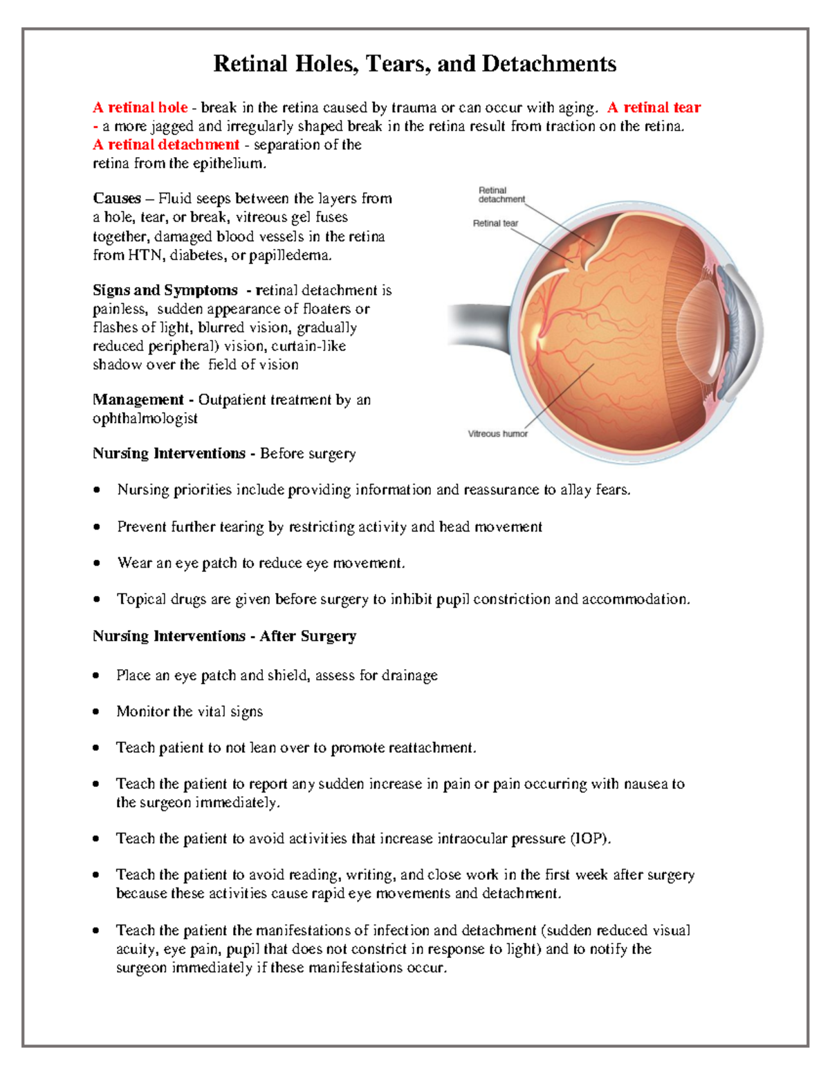 3 Retinal Holes - Retinal Holes, Tears, and Detachments A retinal hole ...