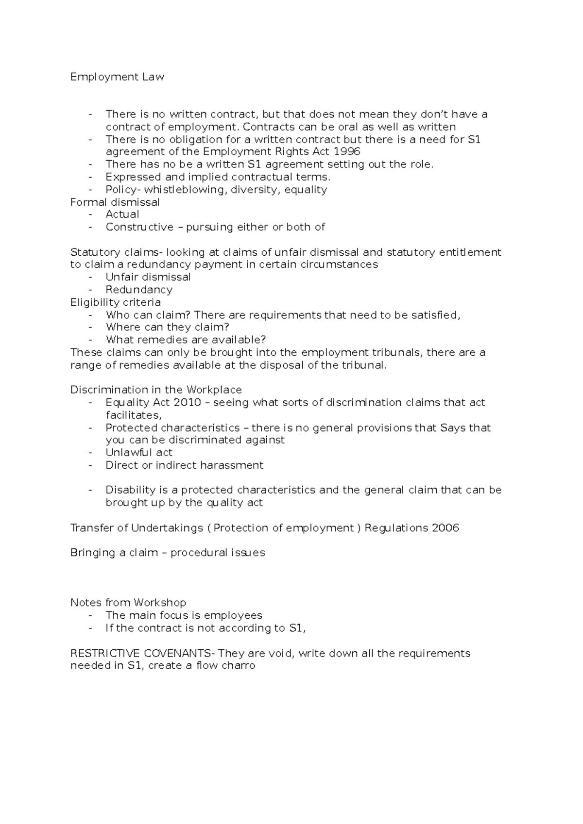 Document - Information about employment law - Employment Law There is ...