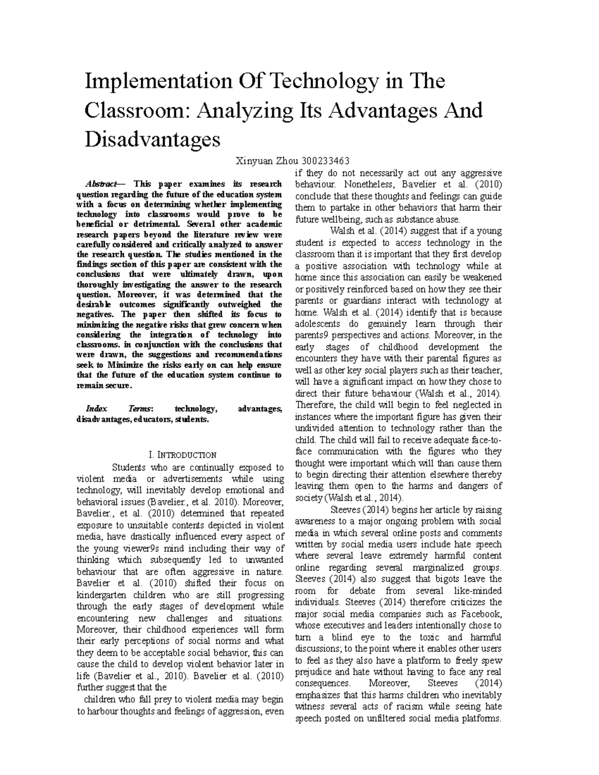 Sample IEEE Article - Implementation Of Technology in The Classroom ...
