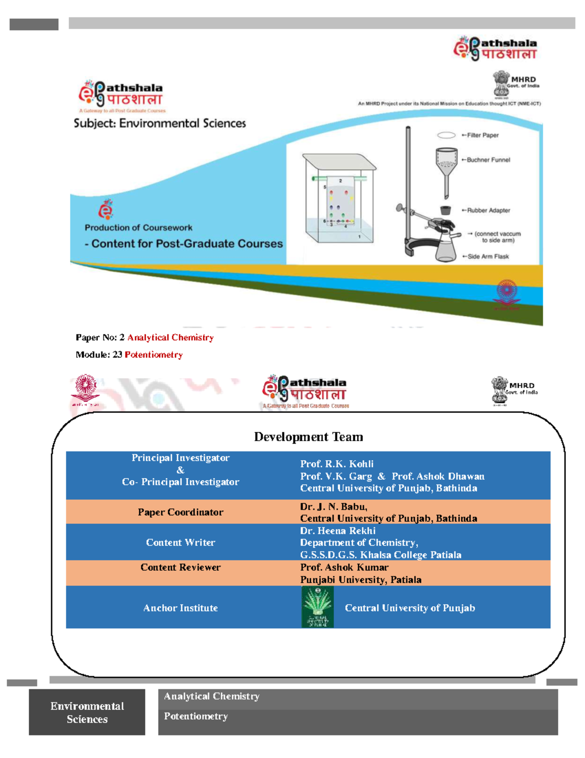Potentiometry - basic - 1 Environmental Analytical Chemistry ...