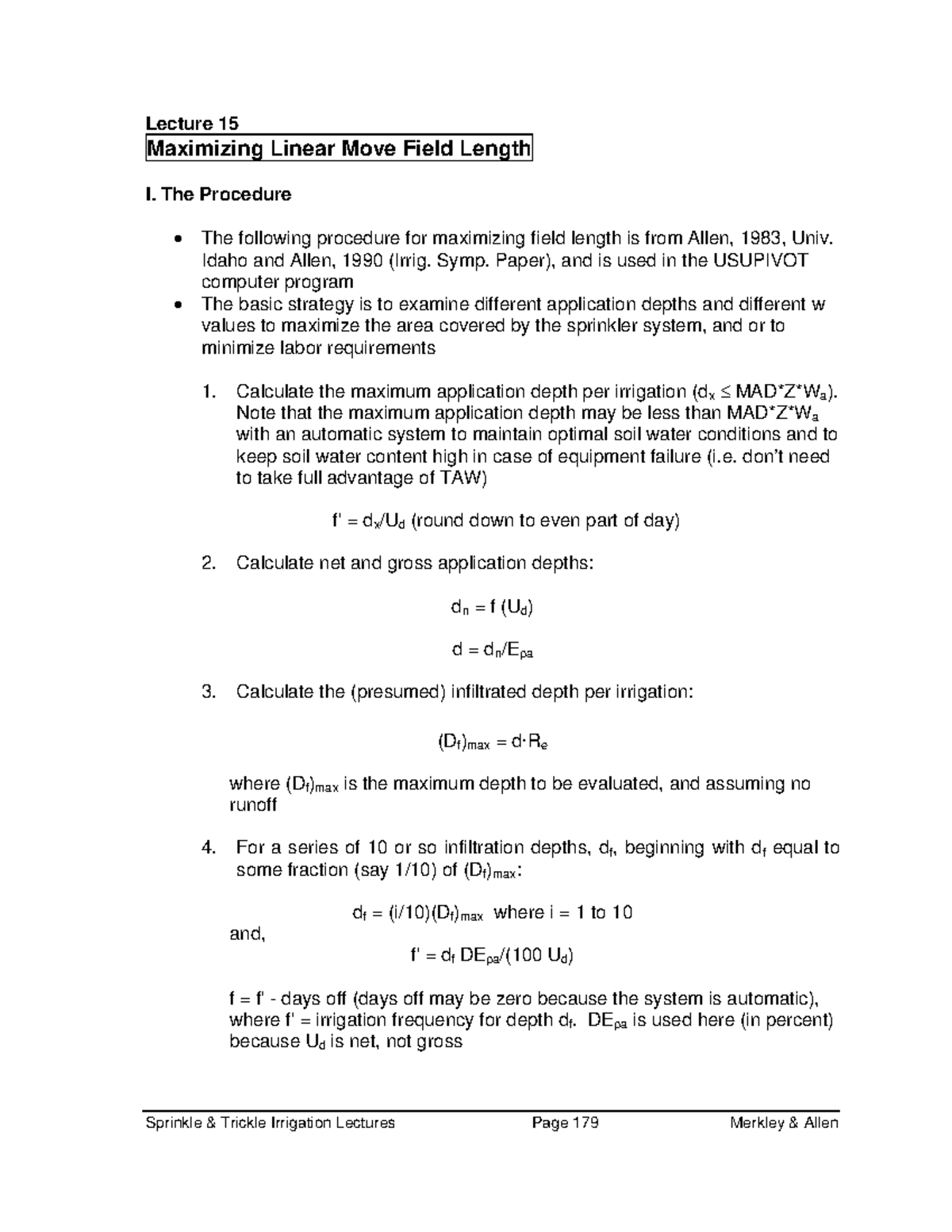 Lecture 15 maximizing linear move field length - Sprinkle & Trickle ...
