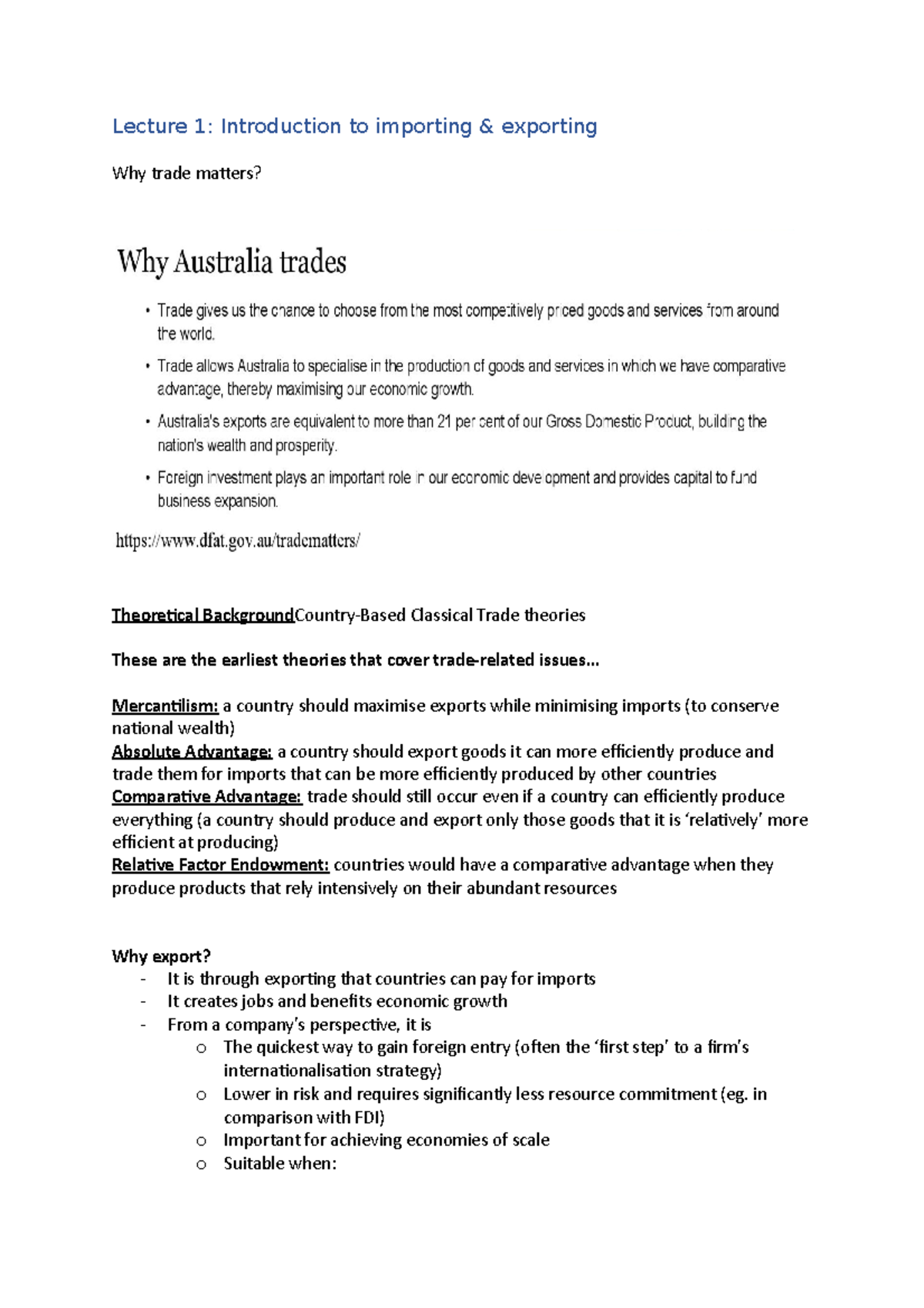 Importing & Exporting - Lecture notes 1-13 - Lecture 1: Introduction to ...