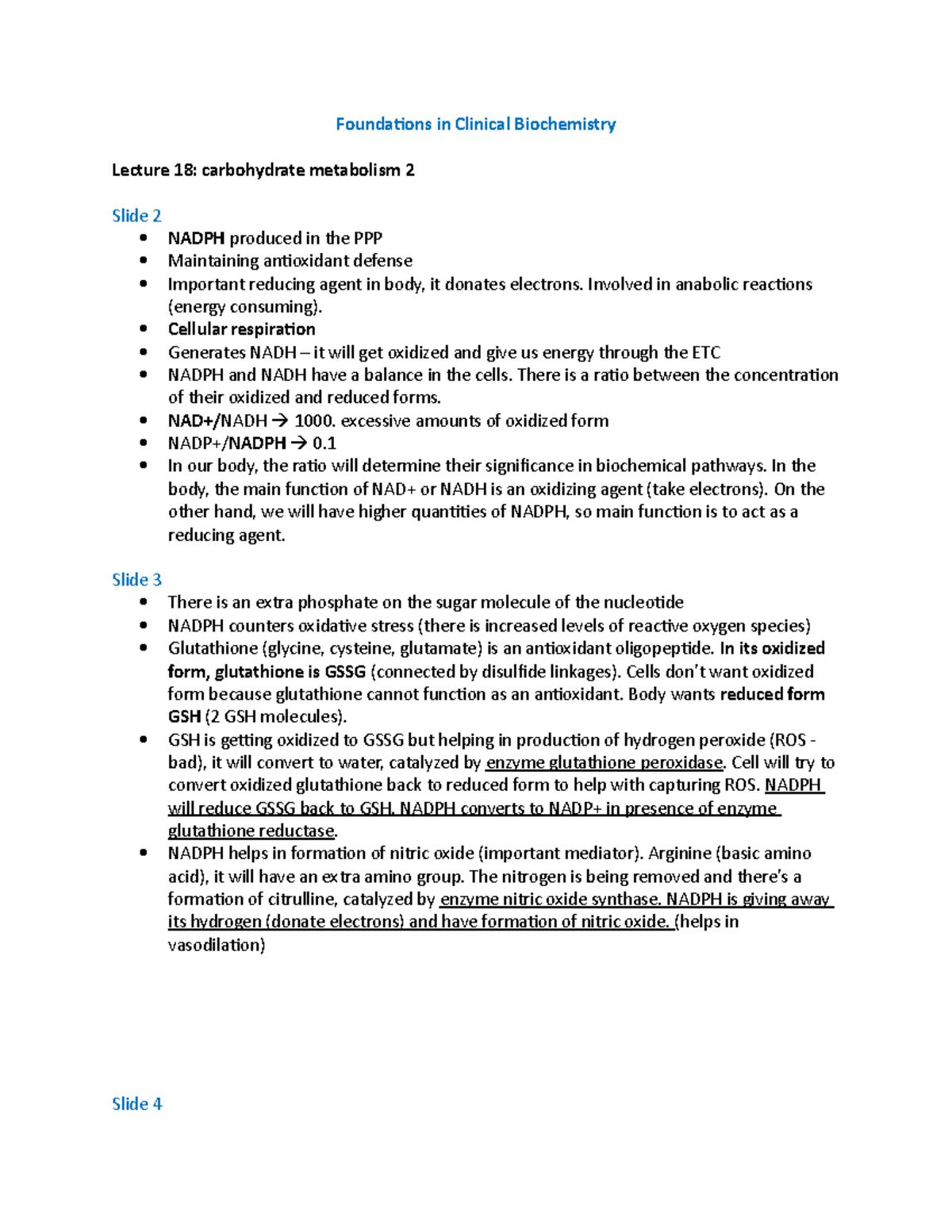 Foundations in Clinical Biochemistry - lecture 18 - Foundations in ...
