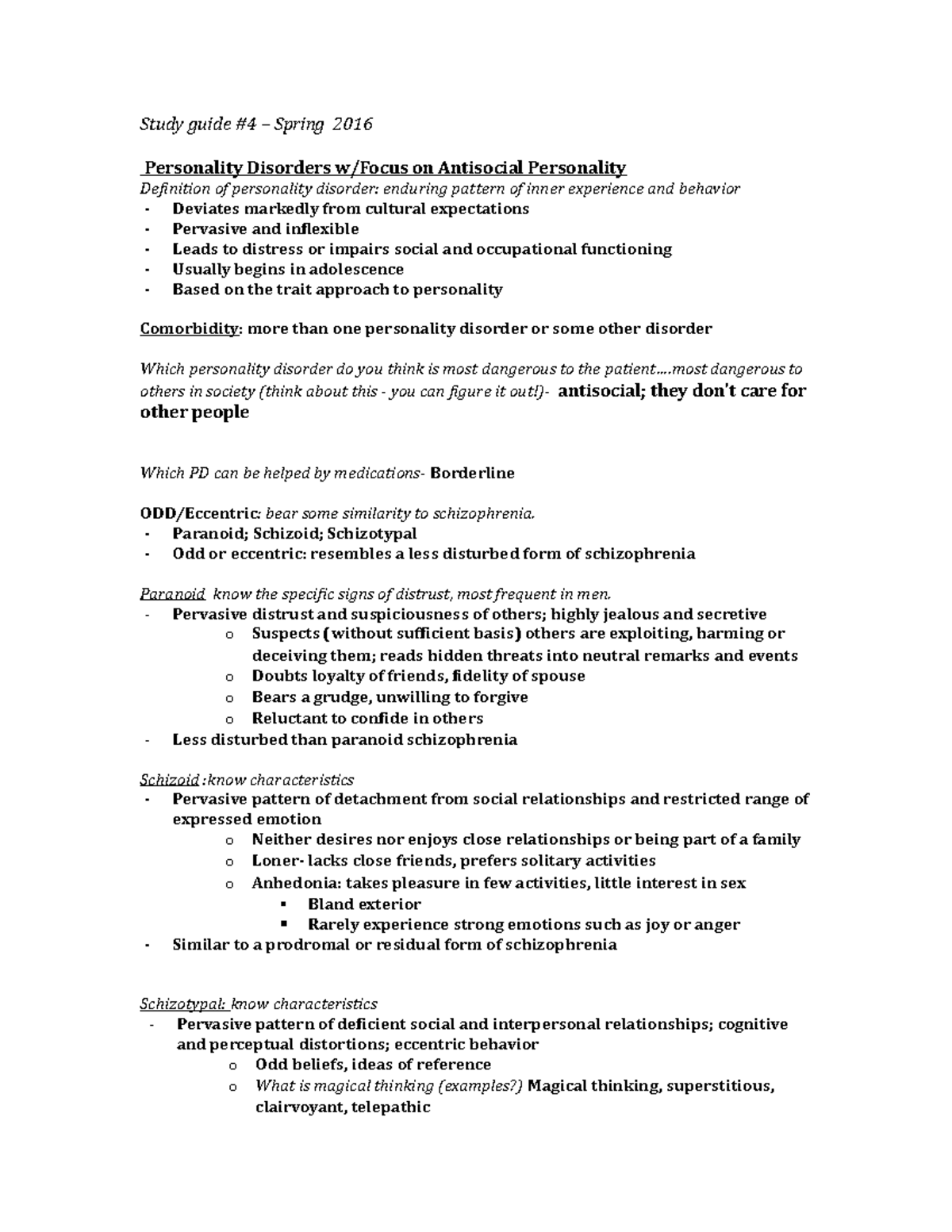 Lecture notes, lectures 1-20 - Study guide #4 - Study guide #4 – Spring ...