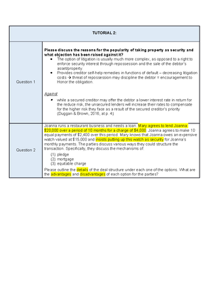 Tutorial Exercise FIVE (Week 6) (suggested answers) - TUTORIAL EXERCISE FIVE (Week 6) PMSI ...