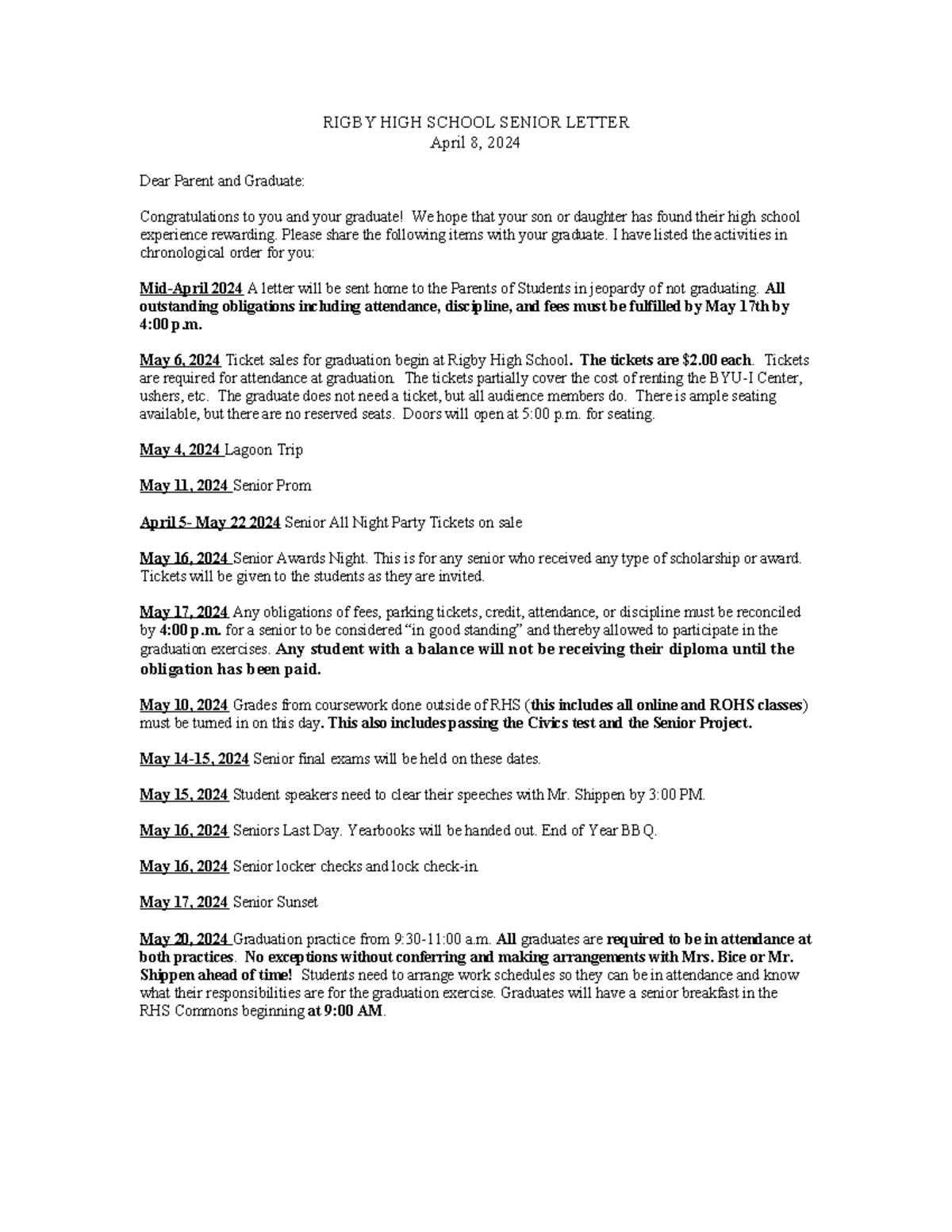 Senior letter 2024 3 - Jajakaksjdbqbqjoaksbdbeisiaoajwn - RIGBY HIGH ...