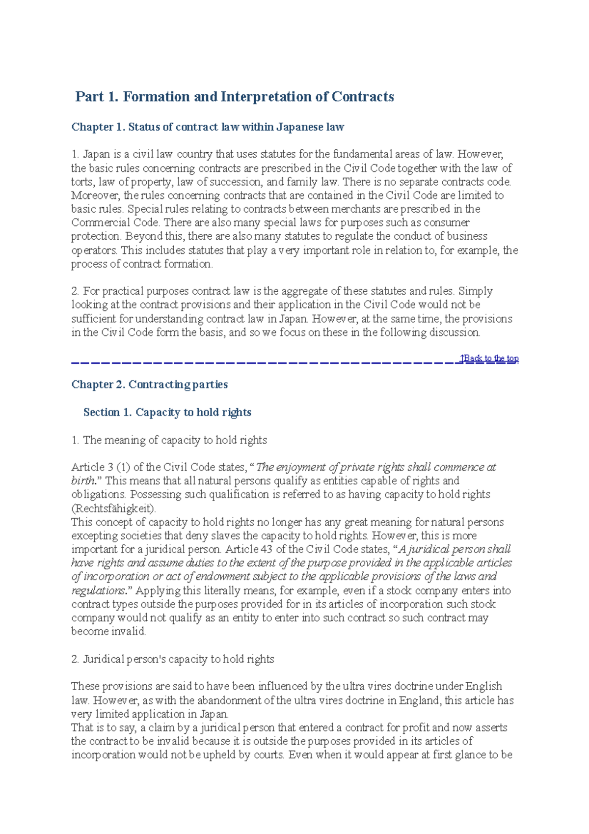 Contact law of japan - Part 1. Formation and Interpretation of Contracts - Studocu