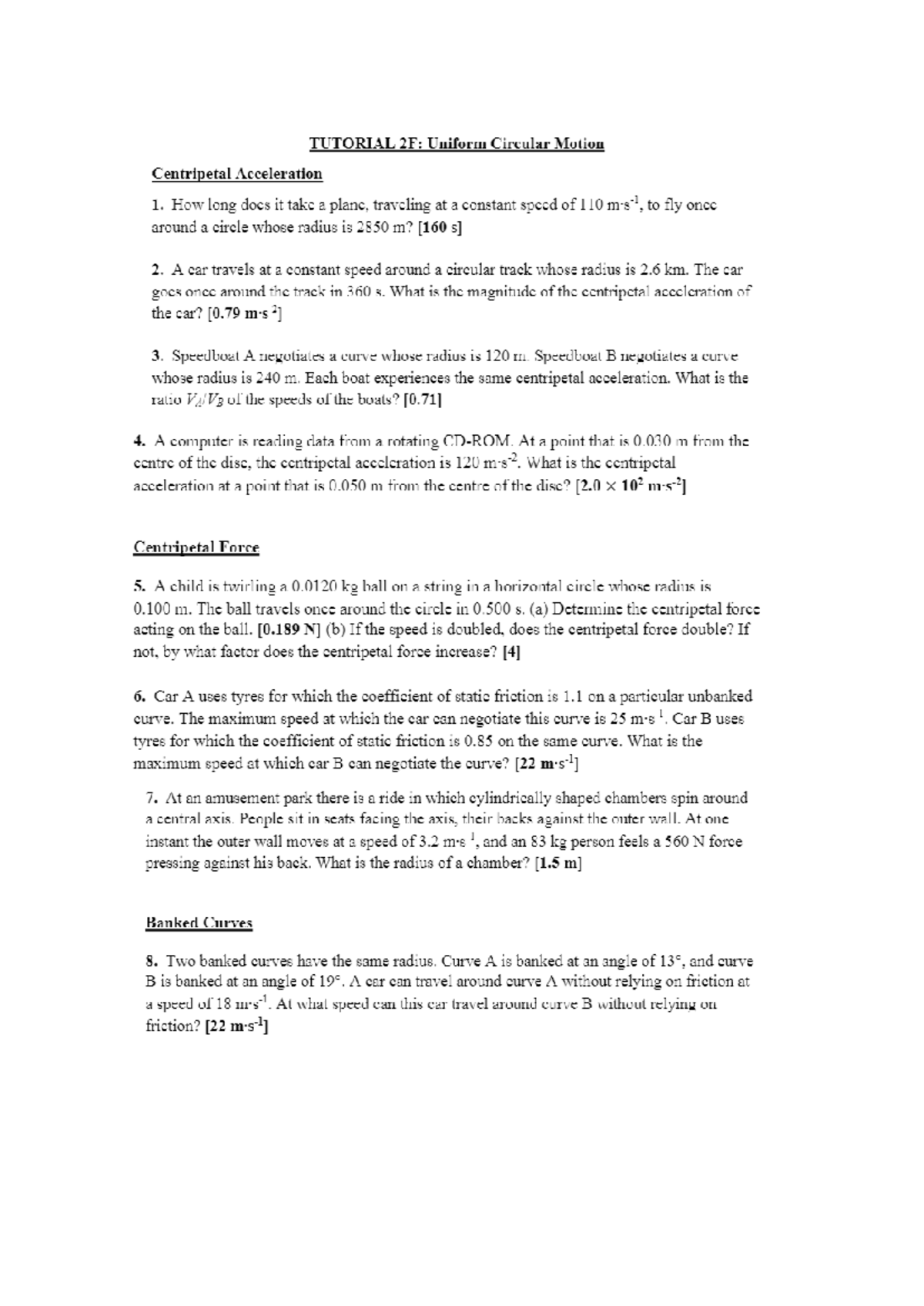Circular motion - Lecture's Notes - PHYS1000 - Studocu