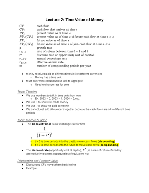 Time Value of Money (Continued) - Lecture 3: Time Value of Money Cont ...