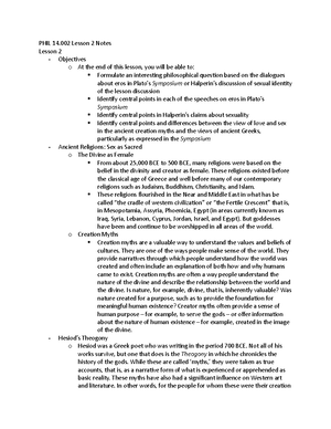 PHIL 14.002 Lesson 1 Notes - PHIL 14 Notes Lesson 1 - Questions for ...