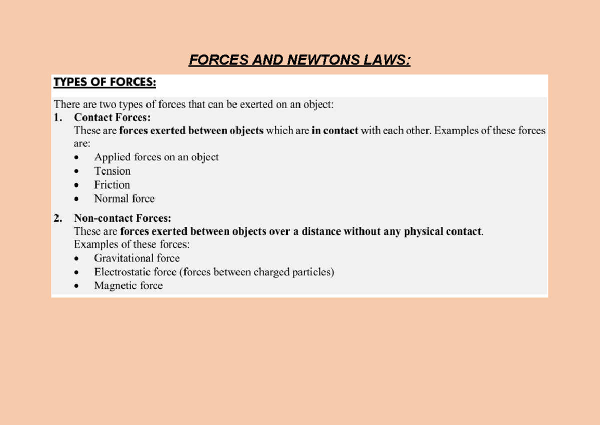 Forces AND Newtons LAWS - FORCES AND NEWTONS LAWS: TYPES OF FORCES ...