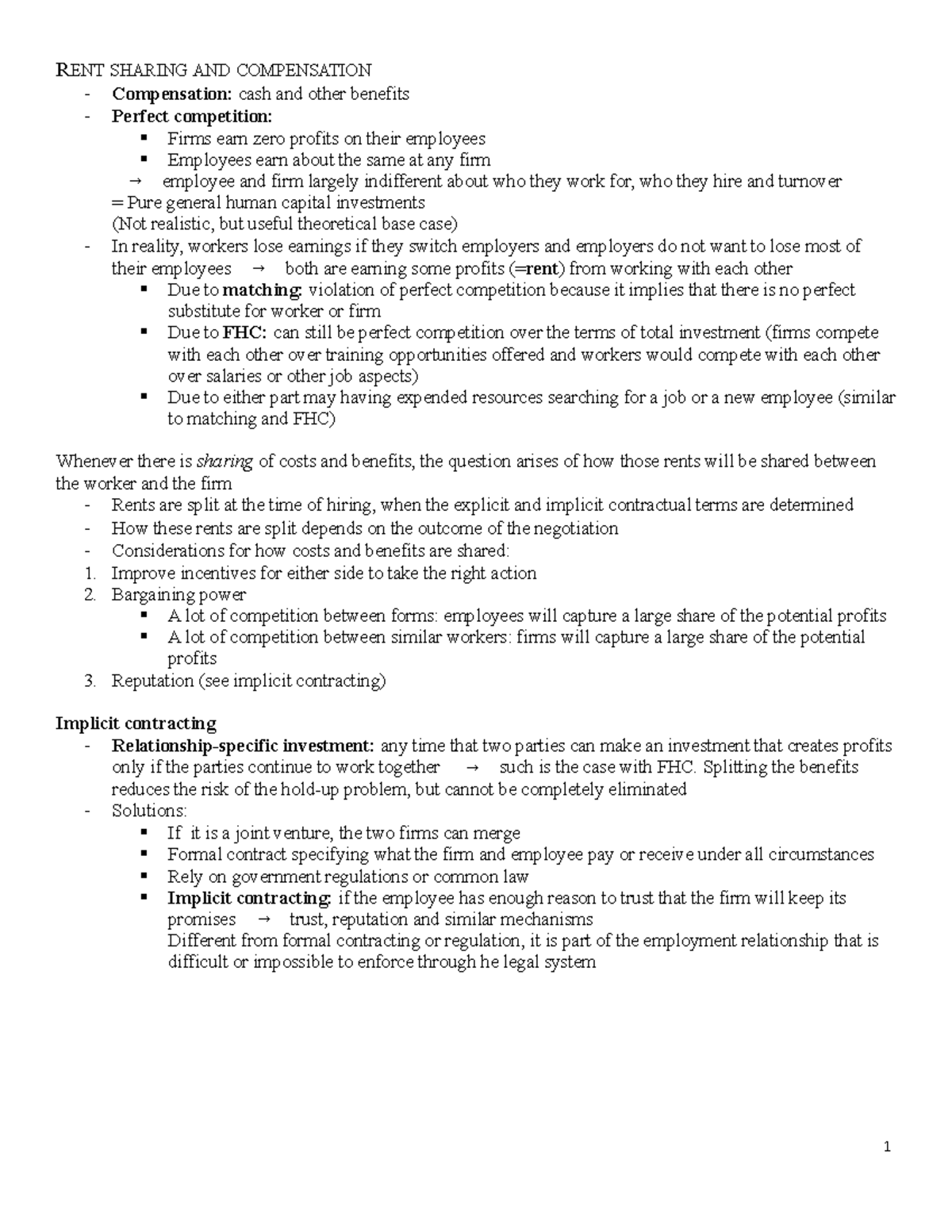 RENT Sharing AND Compensation - RENT SHARING AND COMPENSATION ...