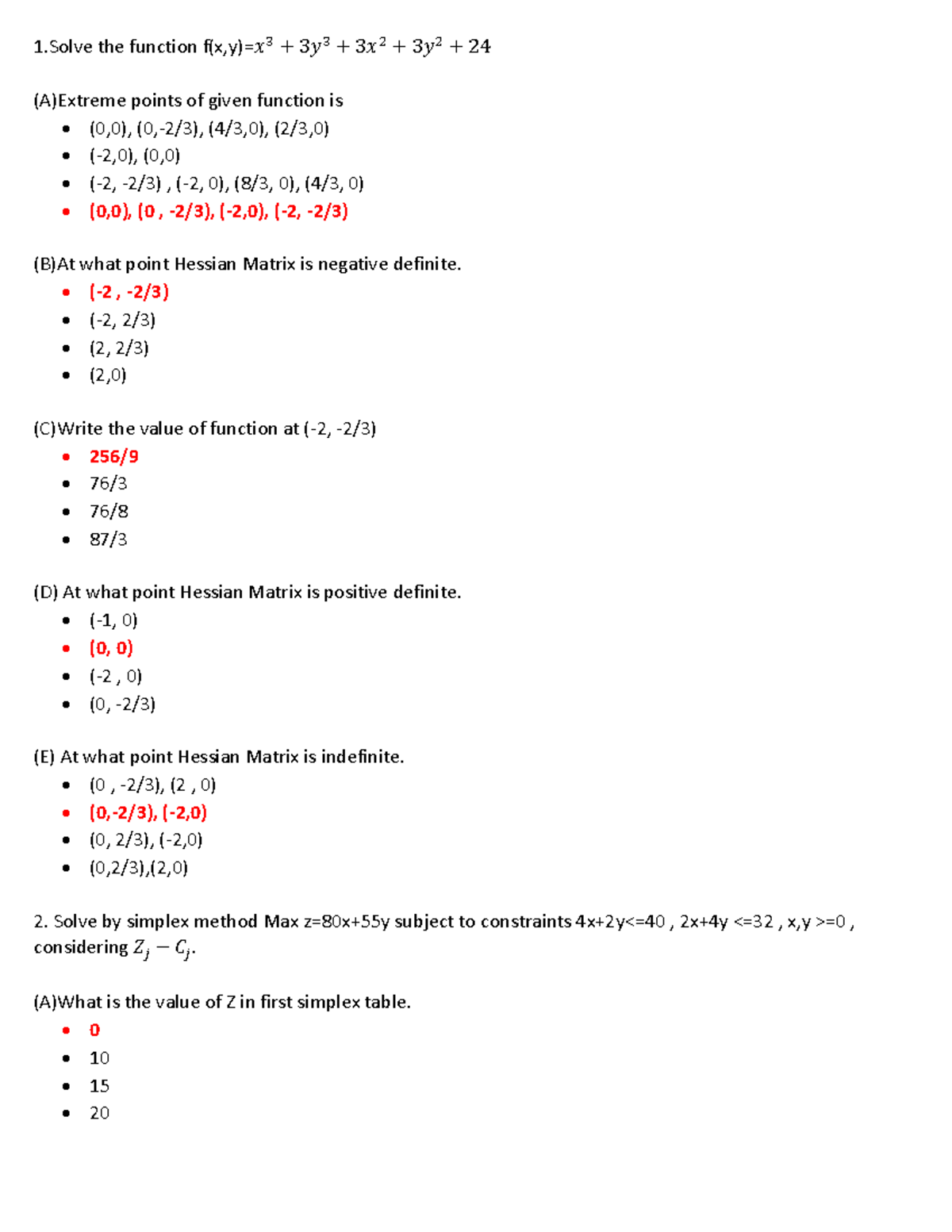 MST-1 (MATH) - Mst solution - 1 the function f(x,y)=𝑥 3 + 3𝑦 3 + 3𝑥 2 ...
