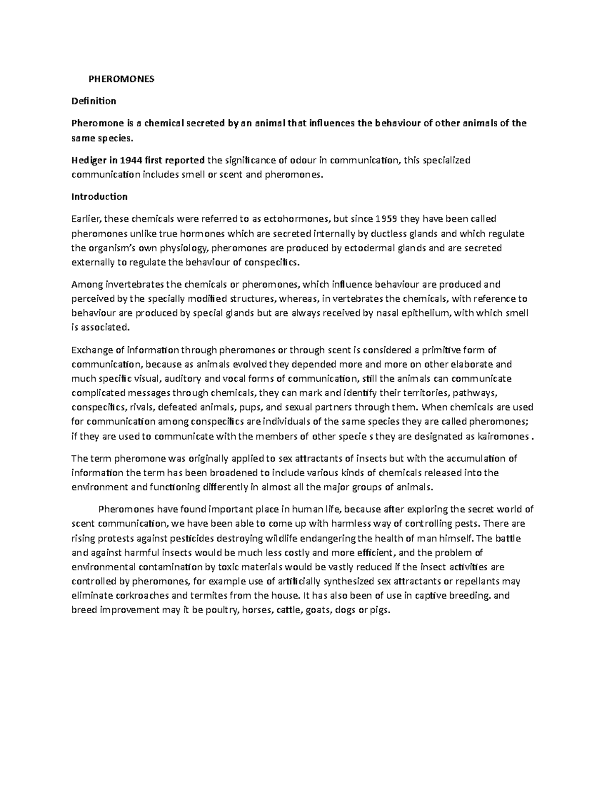 Pheromones - Pheromone introduction - PHEROMONES Definition Pheromone ...