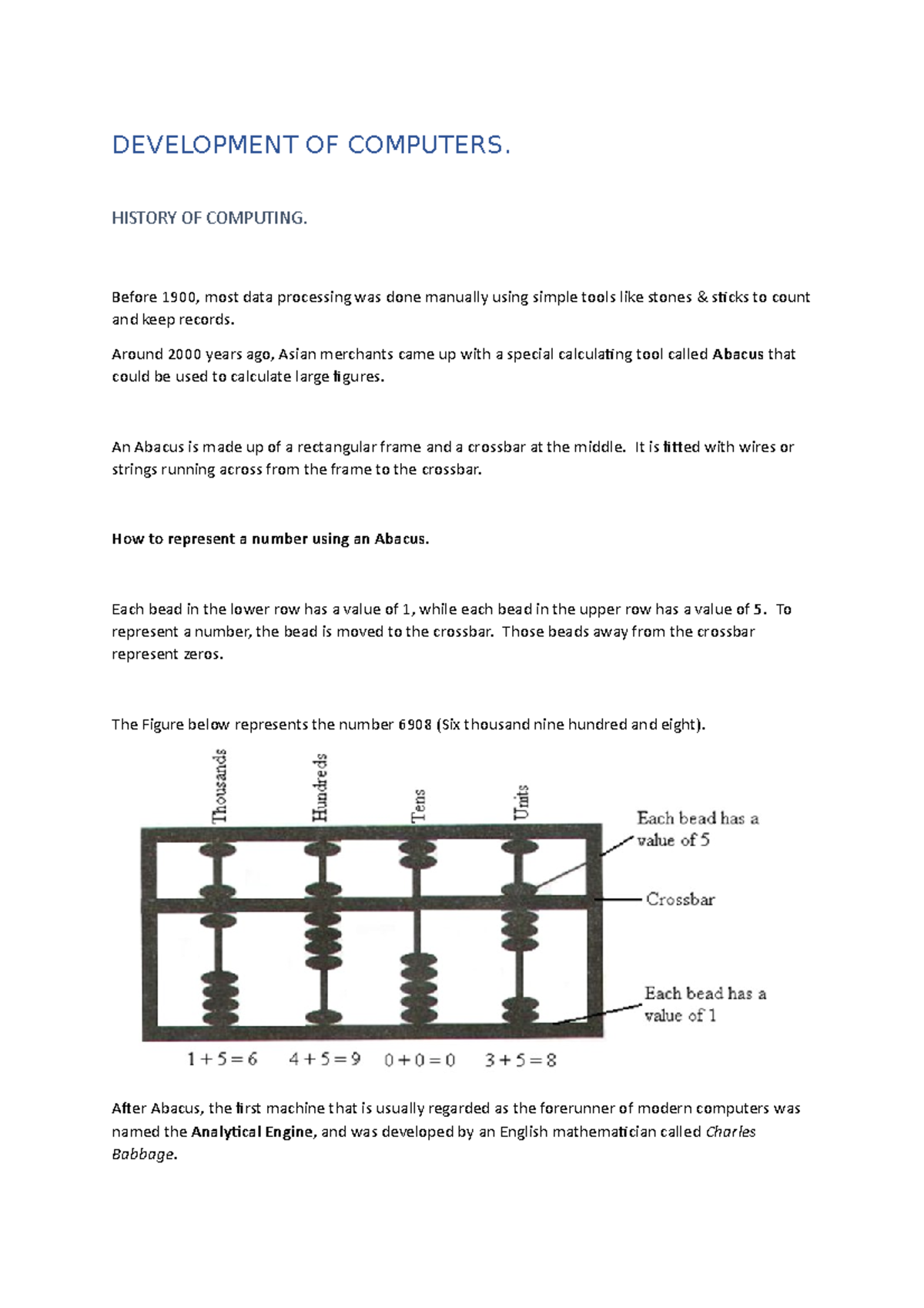03. Development OF Computers - DEVELOPMENT OF COMPUTERS. HISTORY OF ...