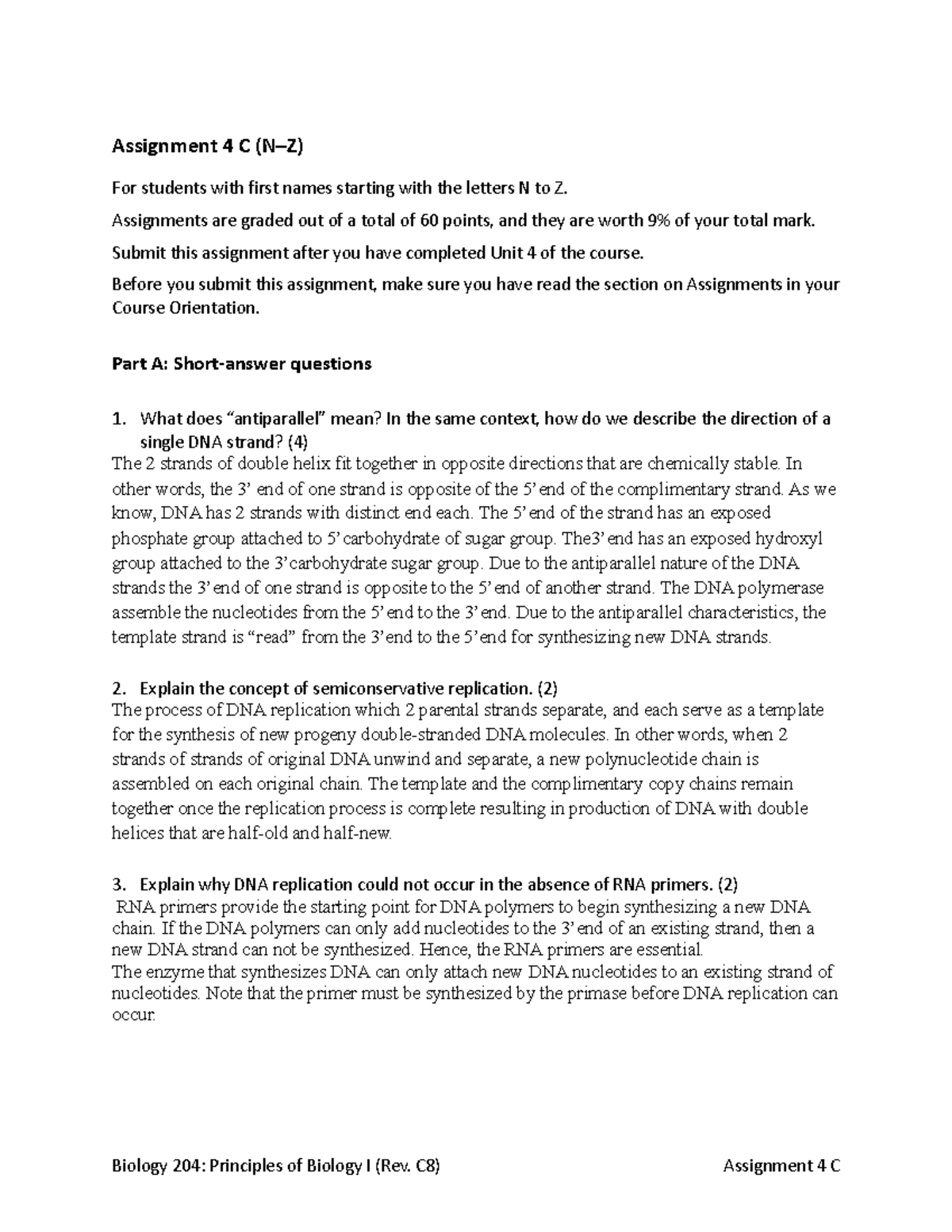 Bio Assignment-4C-(N-Z) - Assignment 4 C (N–Z) For students with first ...