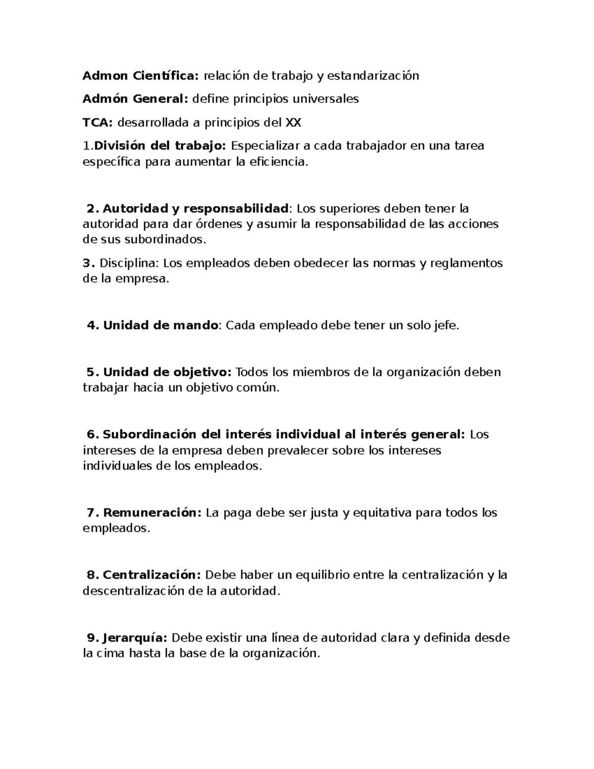 Enfoques y principios - Admon Científica: relación de trabajo y estandarización Admón General ...