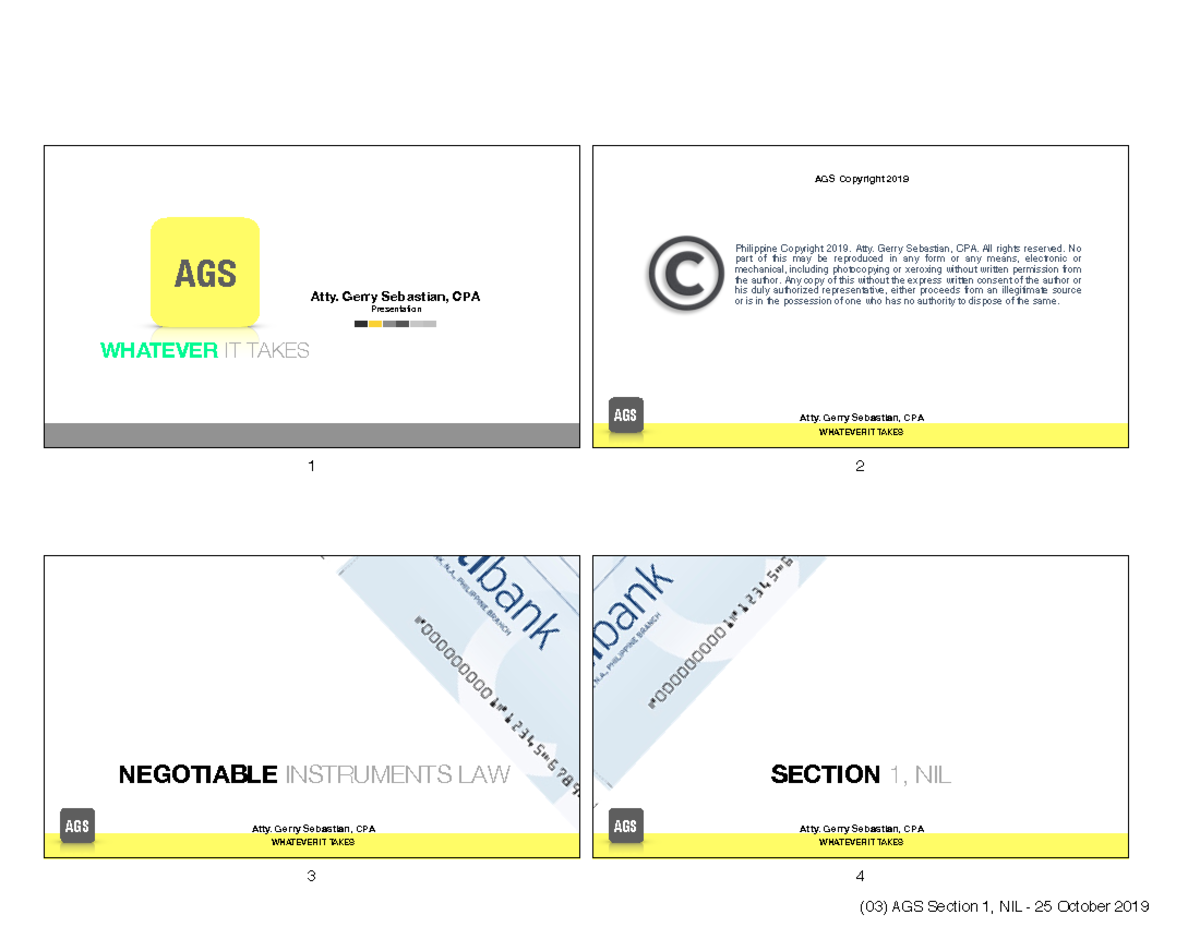 03 AGS Section 1 NIL - Taxation - Presentation Atty. Gerry Sebastian, CPA AGS WHATEVER IT TAKES ...