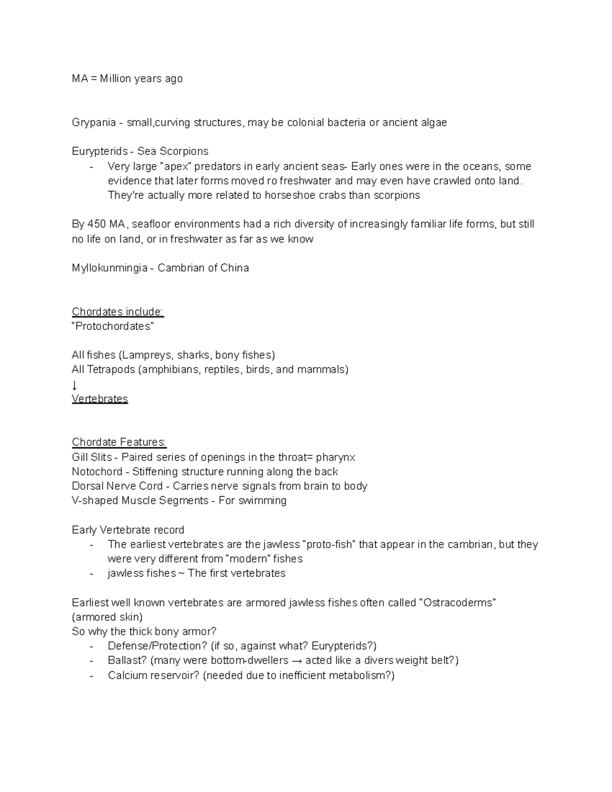 ISB 200 - Lecture notes for ISB 200 - MA = Million years ago Grypania ...