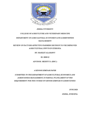 Agr@Chapter 2 - Lecture notes 2 - Compiled by: Gutema F. Page 1 Chapter ...