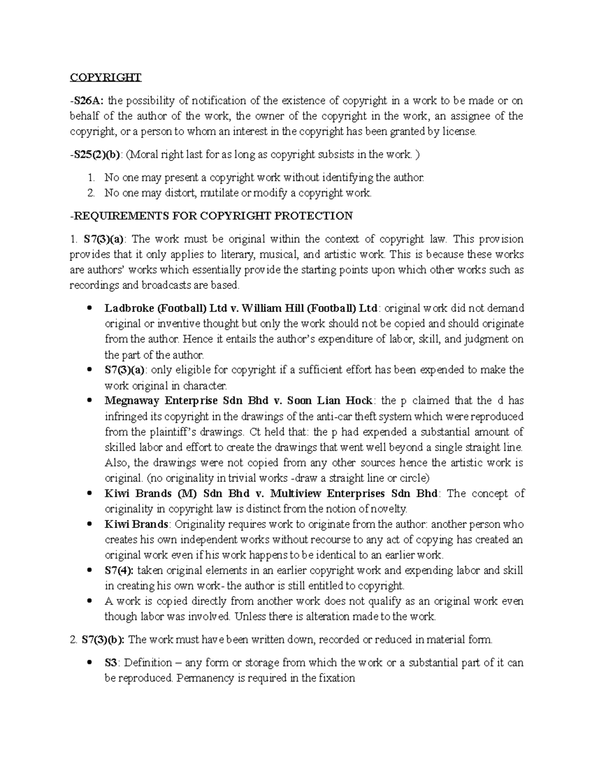 Notes IP - COPYRIGHT S26A: the possibility of notification of the ...