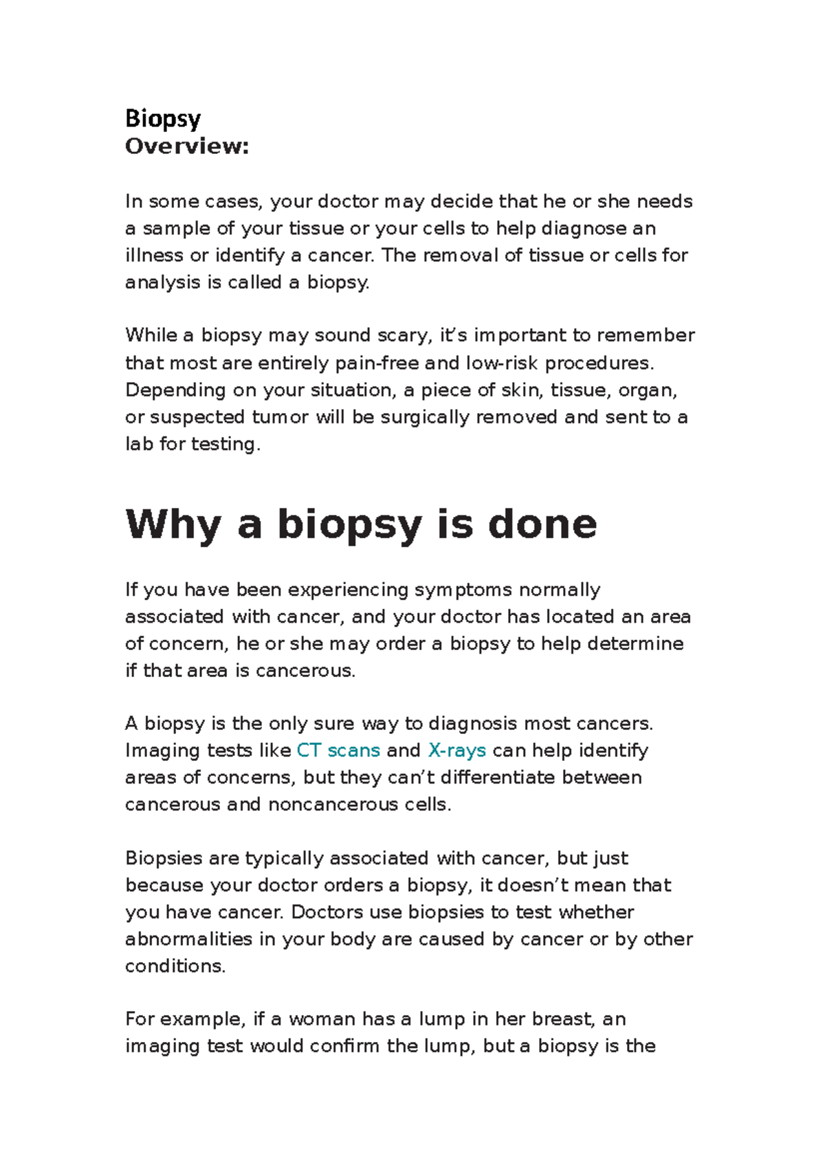 Biopsy - Labbiosaftey assingment - Biopsy Overview: In some cases, your ...