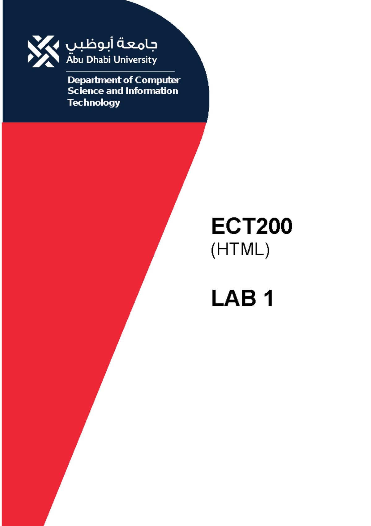 ECT200 Lab 1 - LAB 1 - ECT (HTML) LAB 1 Department of Computer Science ...