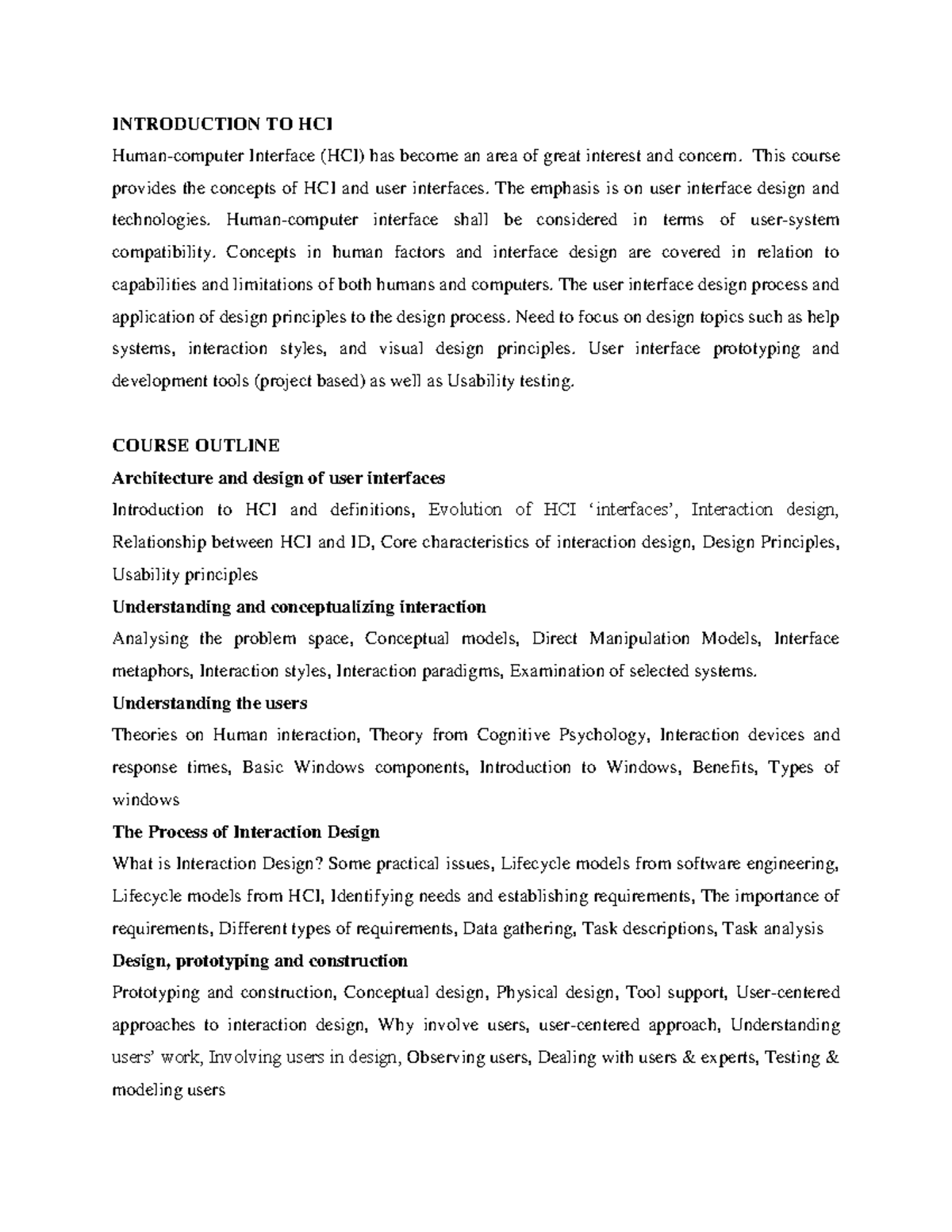 Lesson 1 (1) - Introduction to HCI - INTRODUCTION TO HCI Human-computer ...
