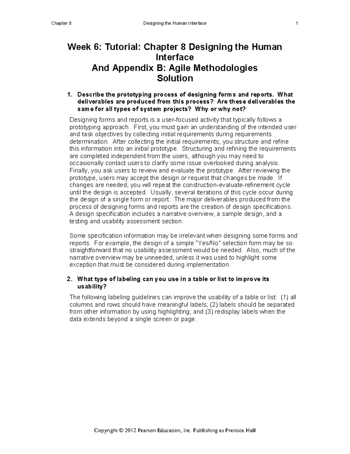 Tutorial 6 Solution - Week 6: Tutorial: Chapter 8 Designing the Human ...