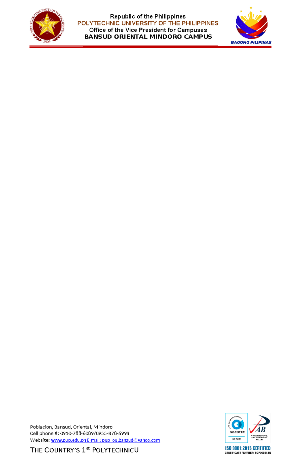 Long New Header Footer 2024 Copy - Bachelor of Secondary Education ...